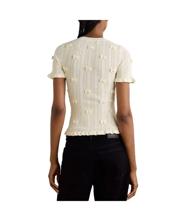 Sea Bow Detail Ruffled Top - No