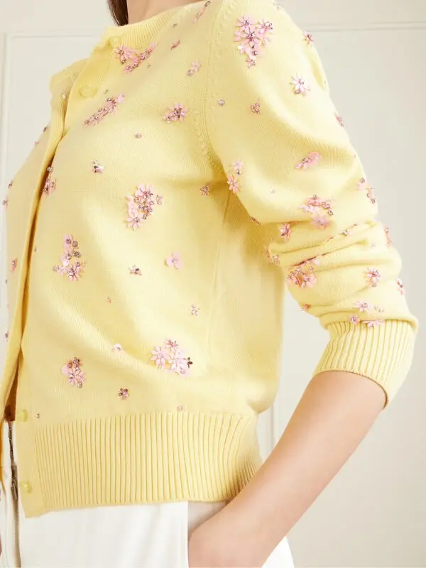 Oscar De La Renta Crew Neck Knit Cardigan