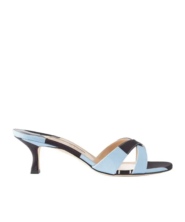 Manolo Blahnik Emilia Wickstead Callamu 50 Striped Grosgrain Mules