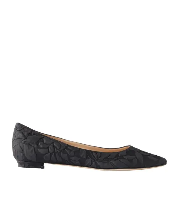Manolo Blahnik Emilia Wickstead Jacquard Point-toe Flats - Black