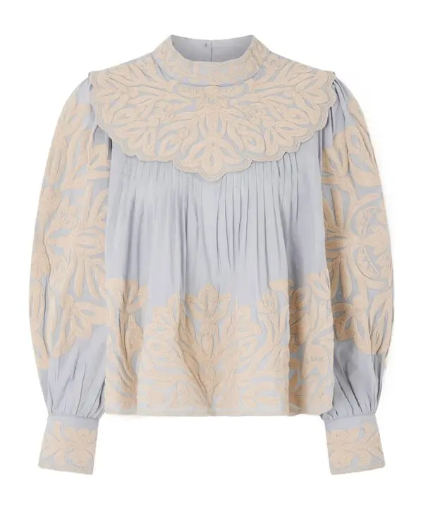 Sea Alexandra Embroidered Cotton-voile Blouse - No