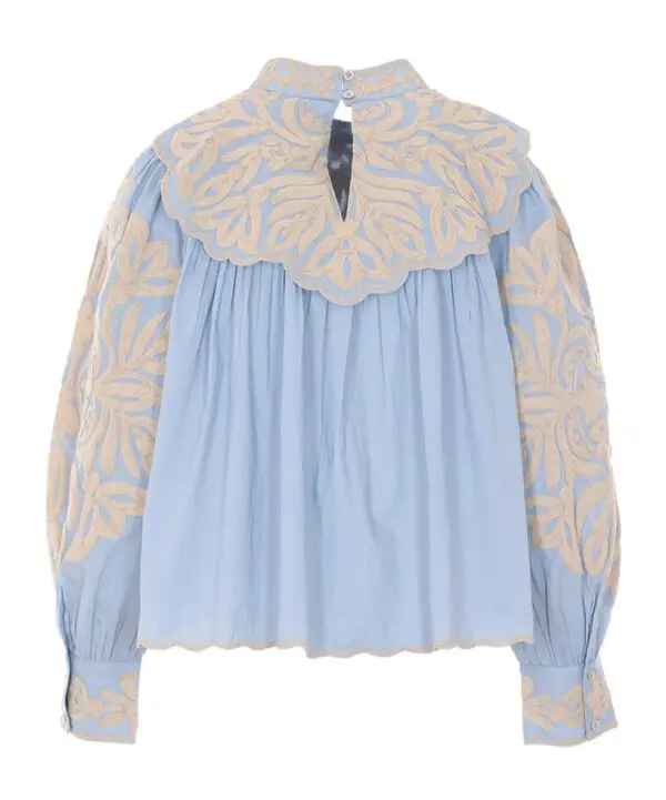 Sea Alexandra Embroidered Cotton-voile Blouse