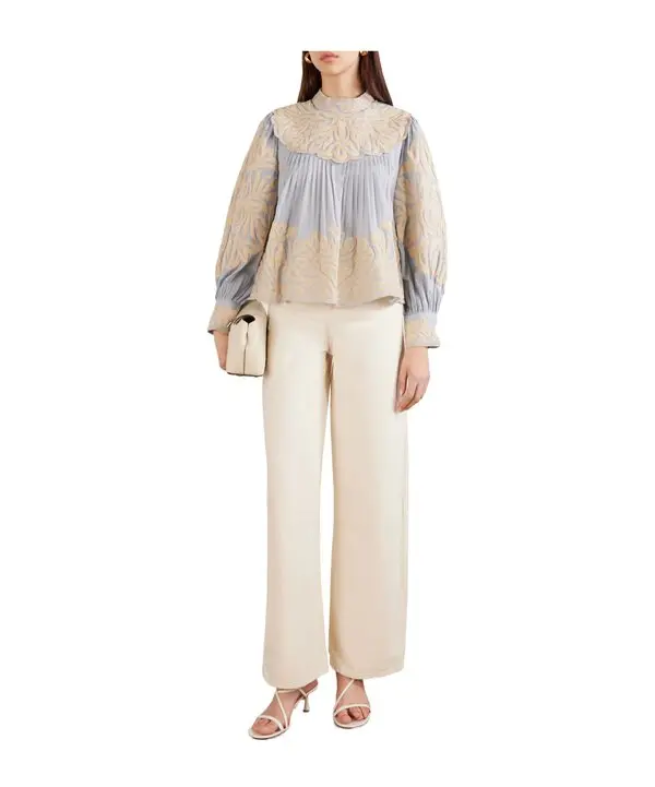 Sea Alexandra Embroidered Cotton-voile Blouse