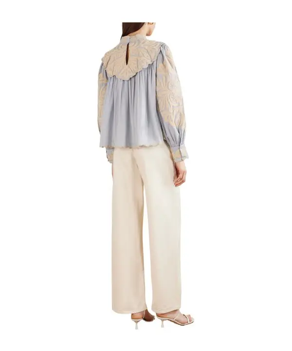 Sea Alexandra Embroidered Cotton-voile Blouse