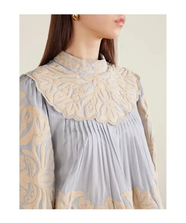 Sea Alexandra Embroidered Cotton-voile Blouse