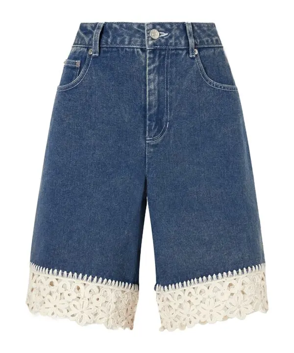 Sea Stasia Crochet-knit Denim Shorts - Blue