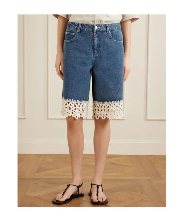 Sea Stasia Crochet-knit Denim Shorts - No
