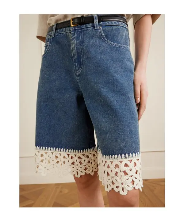 Sea Stasia Crochet-knit Denim Shorts - No