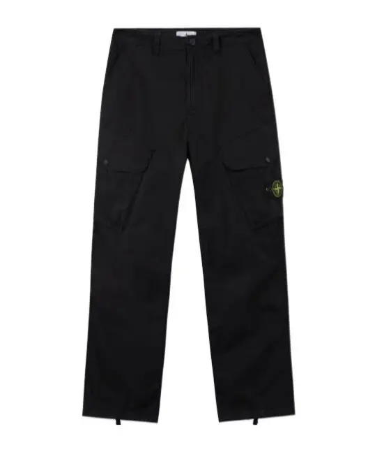 Stone Island Logo Patch Cargo Pants - Black