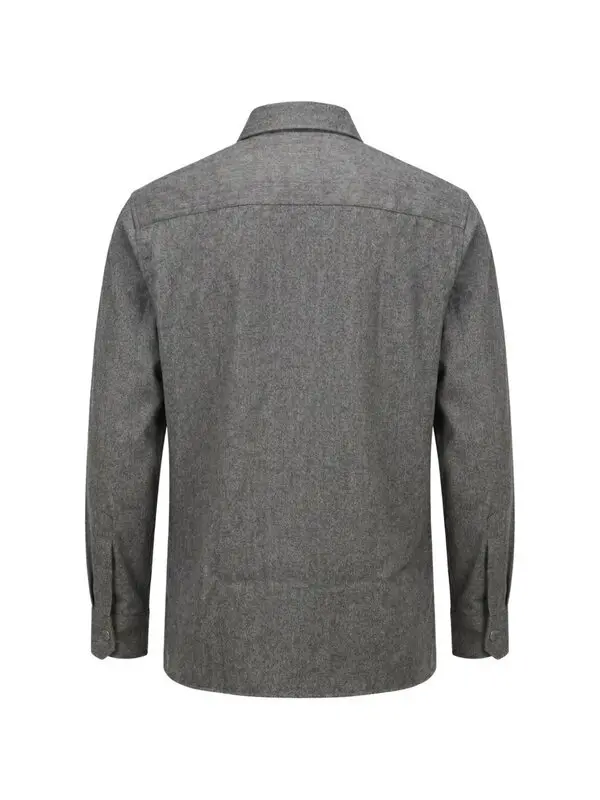 Brunello Cucinelli Virgin Wool Flannel Overshirt With Spread Collar And Chest Pockets