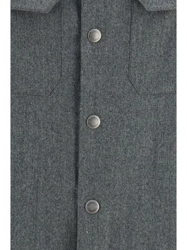 Brunello Cucinelli Virgin Wool Flannel Overshirt With Spread Collar And Chest Pockets