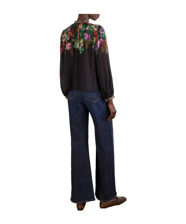 Sea Viktoria Embroidered Floral-print Voile Blouse