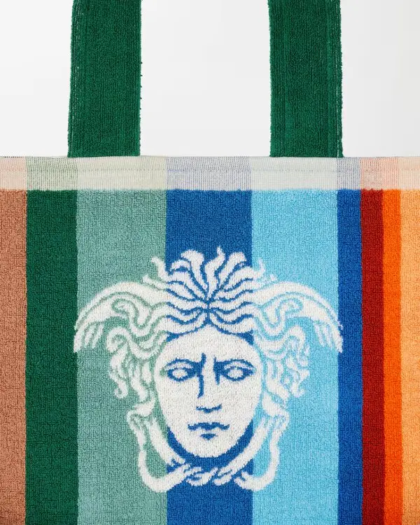 Versace Striped Medusa Tote Bag