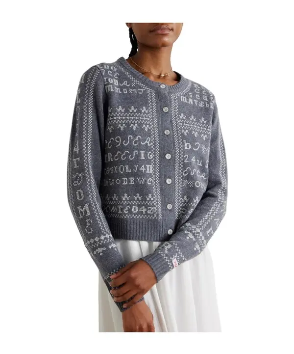 Sea Embroidered Wool Cardigan