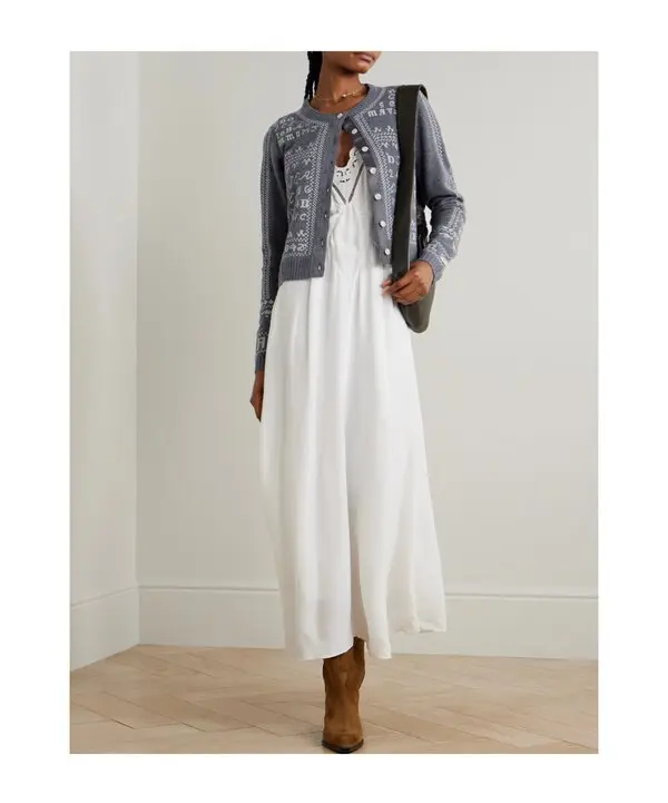 Sea Embroidered Wool Cardigan