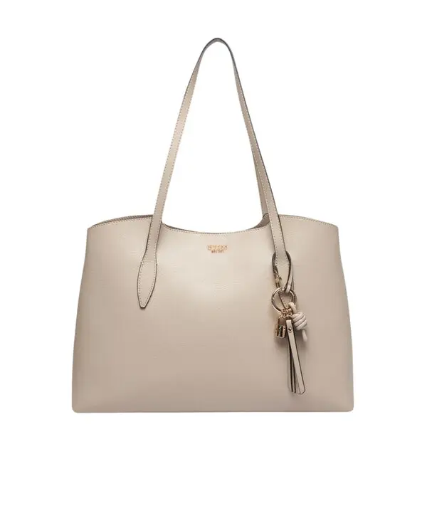 Guess Logo Letter Shoulder Bag - Nude
