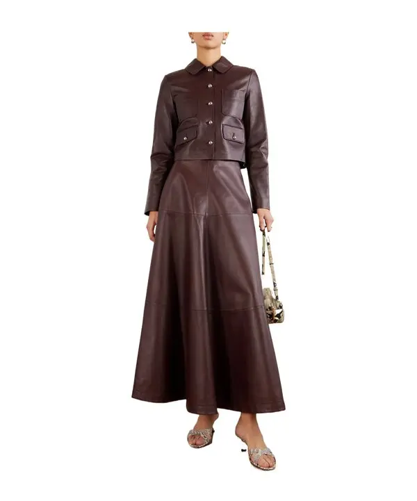 Altuzarra Varda Paneled Leather Midi Skirt