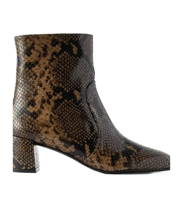 STUART WEITZMAN Snake-effect Leather Ankle Boots - Black