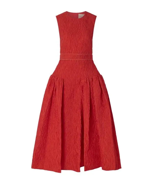 ROKSANDA Aya Cloqué Midi Dress - Red