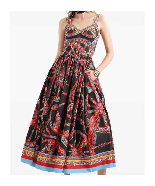 Dolce & Gabbana Carretto-print Poplin Dress
