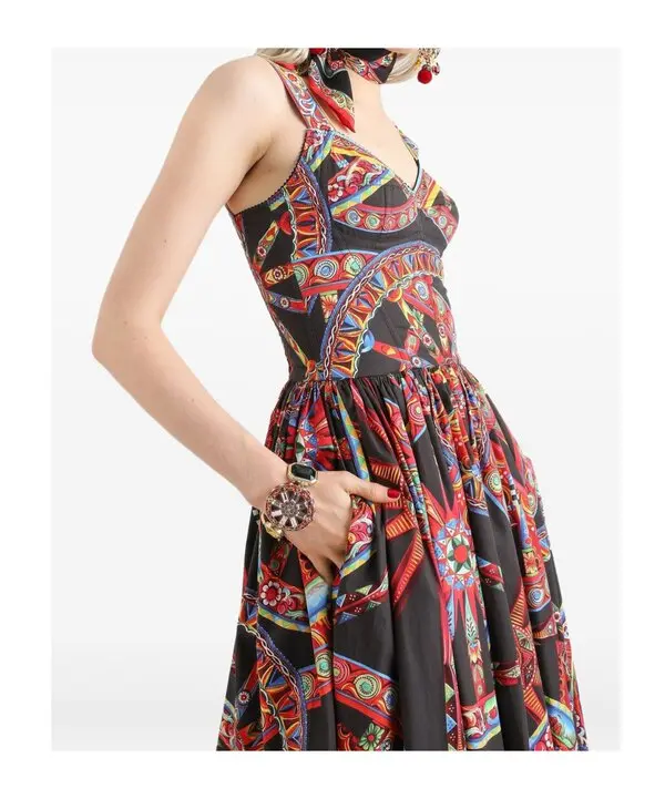 Dolce & Gabbana Carretto-print Poplin Dress