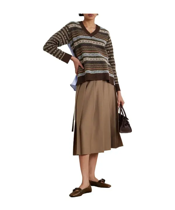 Sea Ciara" Striped Cotton-poplin And Fair Isle Wool Sweater - Multicolor