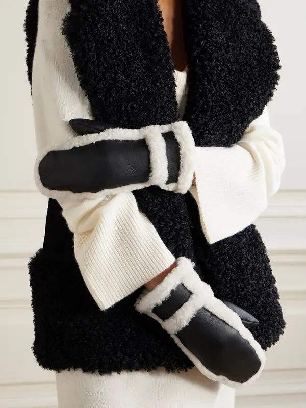 YVES SALOMON Shearling Leather Integrated Mittens