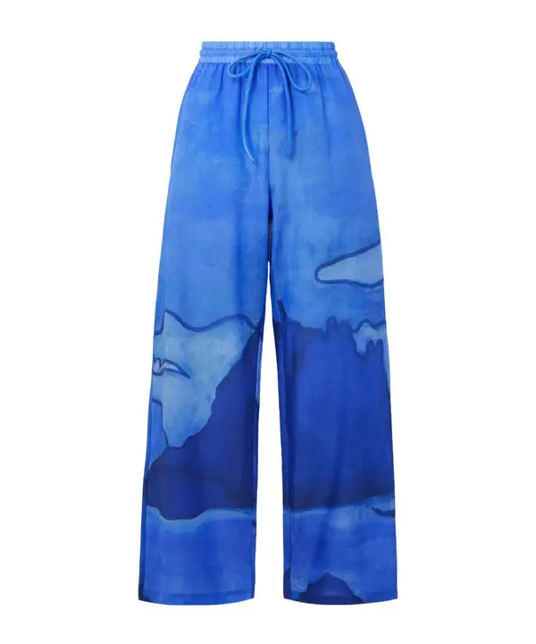 DONDE ESTEBAN Printed Cotton-voile Wide-leg Pants