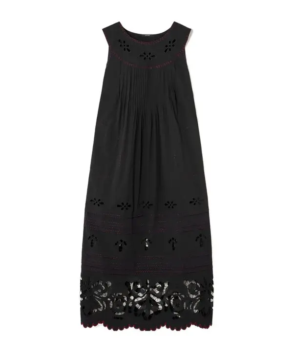 Vita Kin Pintucked Broderie Anglaise Cotton-batiste Midi Dress - Black