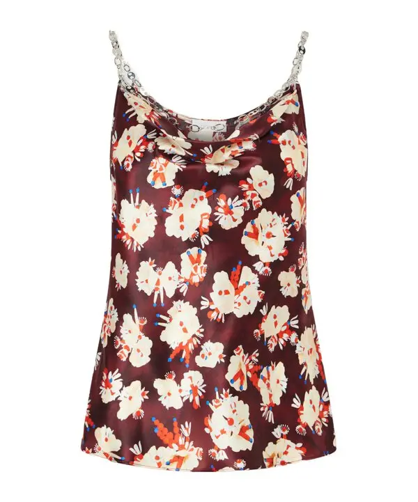 Rabanne Floral-patterned Chain-detail Top - Multicolor
