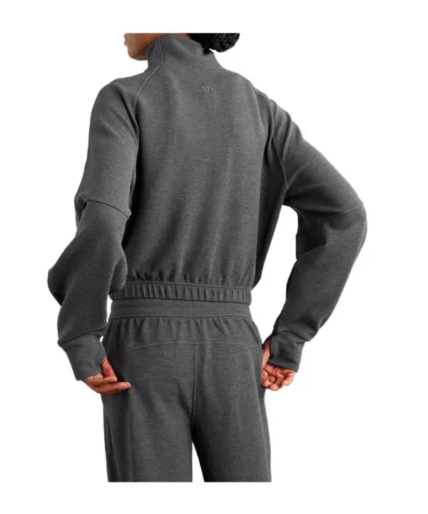 Lululemon Cropped Waffle-knit Half-zip Sweater