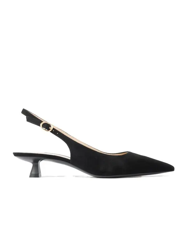 STUART WEITZMAN Sculpt Leather-trimmed Suede Slingback Pumps