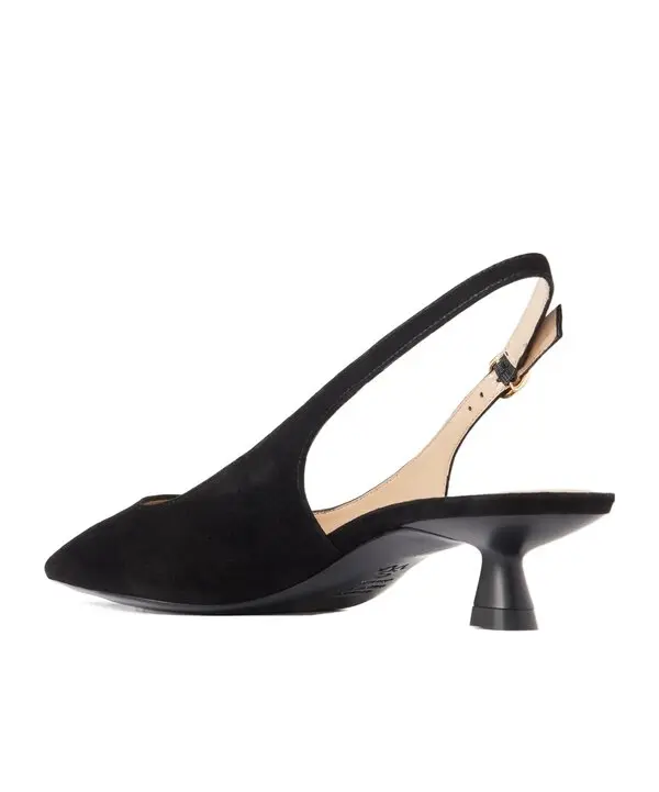 STUART WEITZMAN Sculpt Leather-trimmed Suede Slingback Pumps