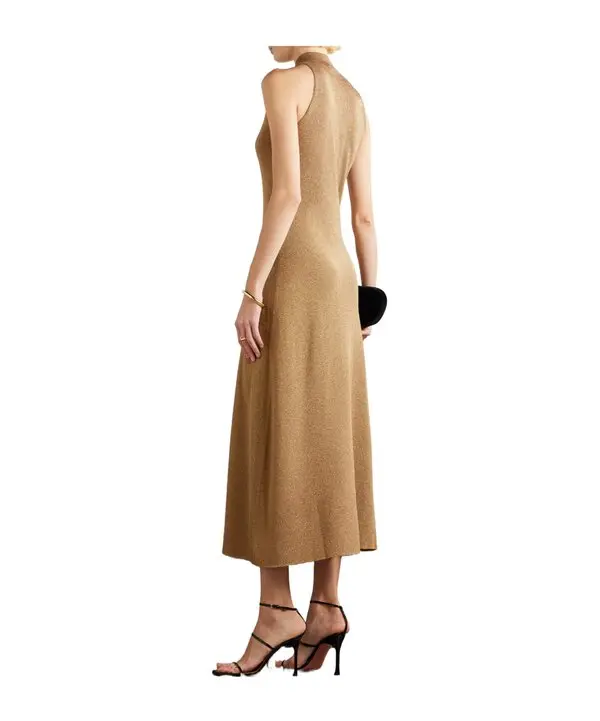 Altuzarra Mitzi Metallic Knitted Turtleneck Midi Dress