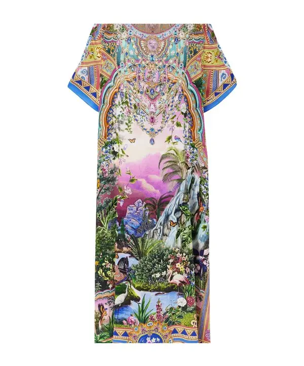 Camilla Crystal-embellished Printed Silk Crepe De Chine Kaftan