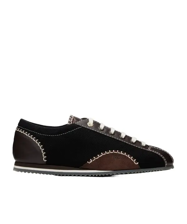 WALES BONNER Suede-trimmed Leather And Canvas Sneakers