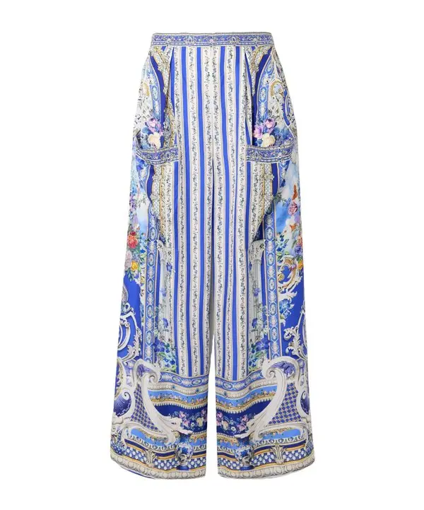 Camilla Printed Silk-satin Wide-leg Pants