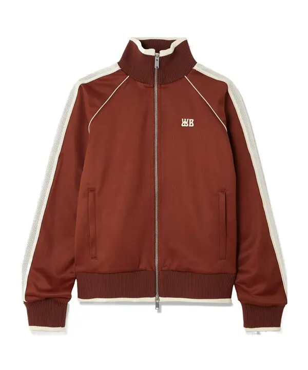 WALES BONNER Embroidered Mesh-trimmed Jersey Track Jacket