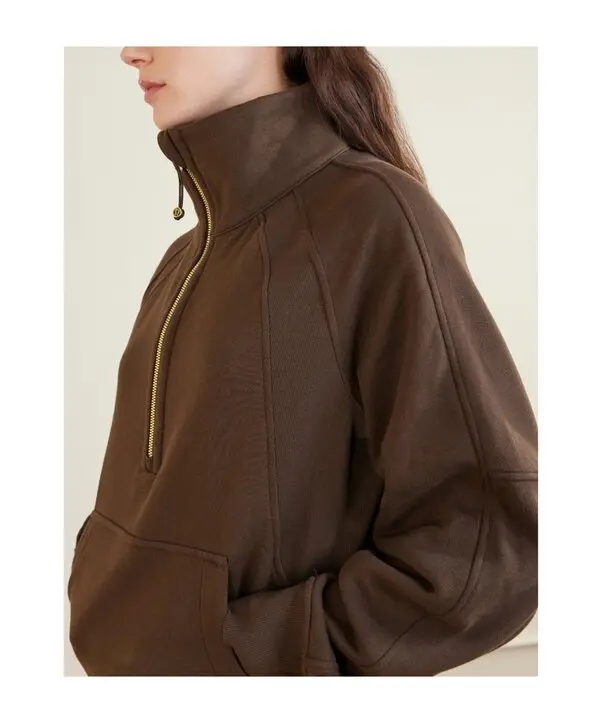 Lululemon Cotton-blend Jersey Funnel-neck Half Zip Sweatshirt