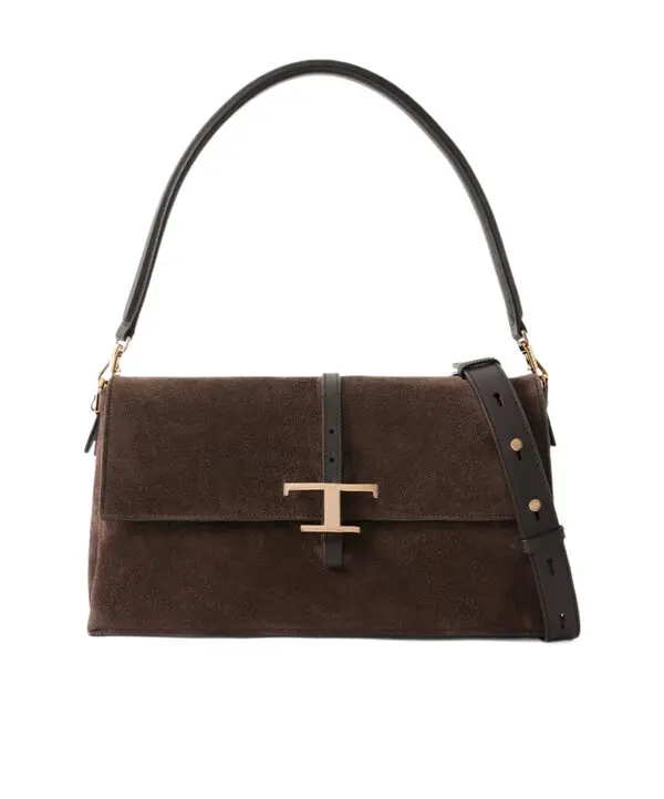 TOD'S T-lock Suede Baguette Shoulder Bag