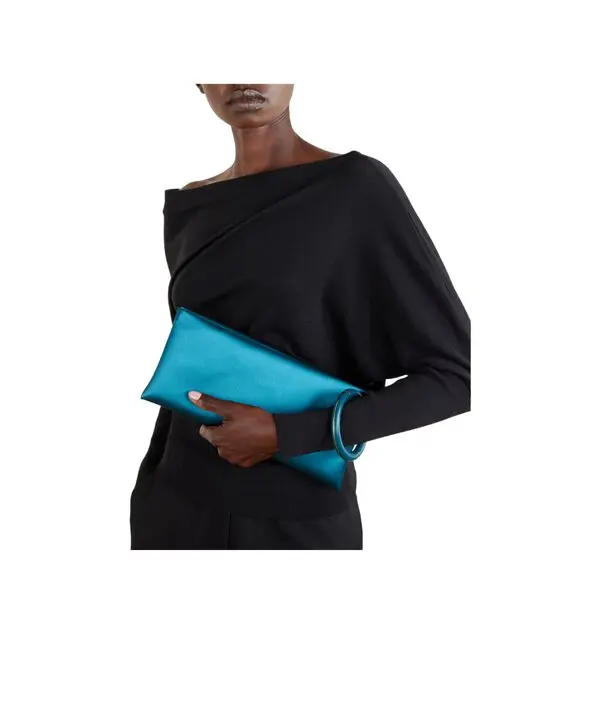 TOM FORD Leather-trimmed Satin Clutch