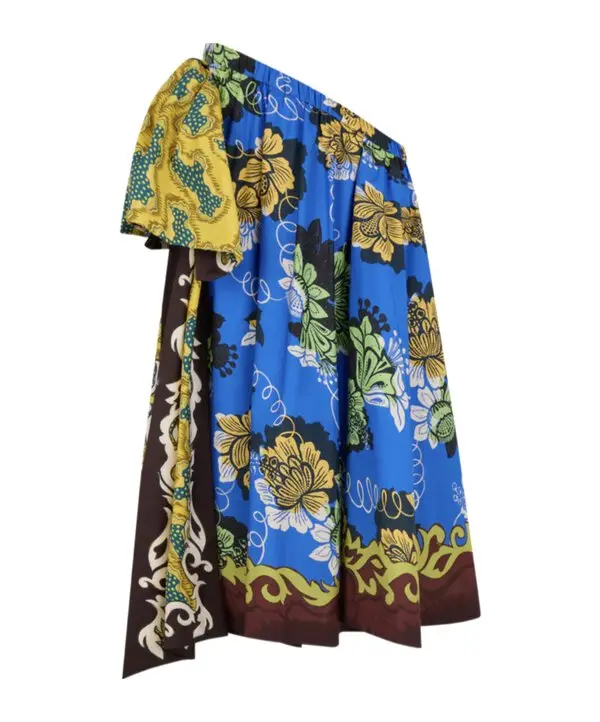 ALEMAIS Asymmetric Floral Midi Skirt - Multicolor