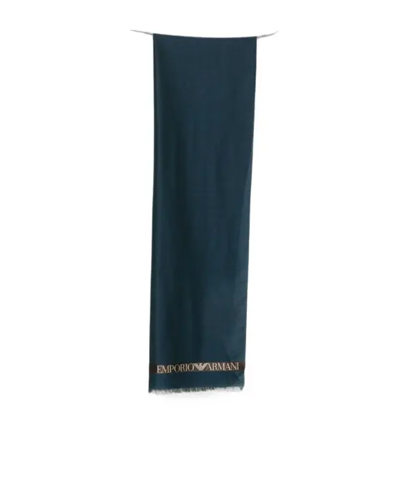 Emporio Armani Logo-print Frayed Scarf