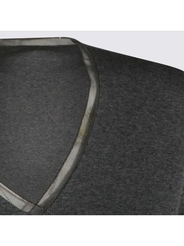 Fabiana Filippi V-neck Long-sleeve Top - Black