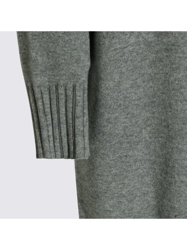 Fabiana Filippi Ribbed Turtleneck Long-sleeve Knit Dress - Grey