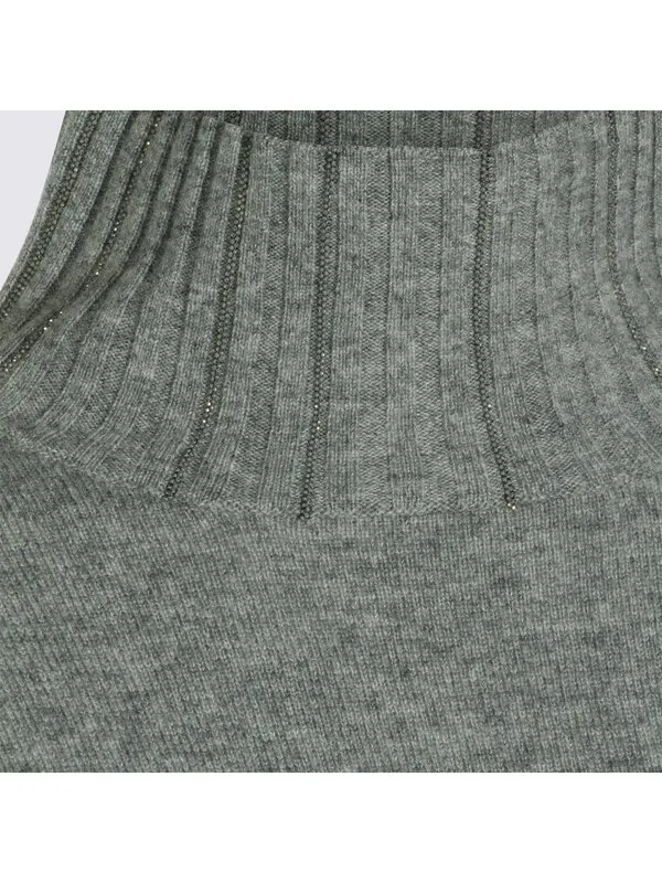 Fabiana Filippi Ribbed Turtleneck Long-sleeve Knit Dress - Grey