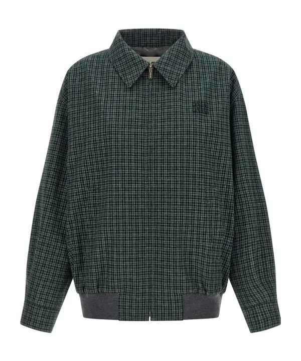 Miu Miu Checked Logo Patch Jacket - No