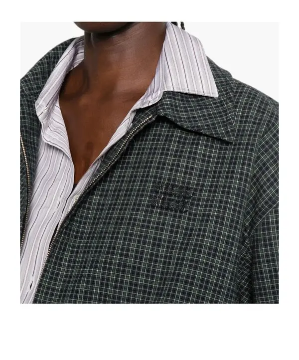 Miu Miu Checked Logo Patch Jacket - No