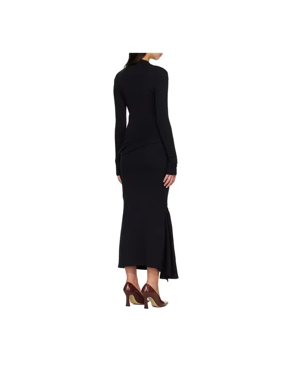 MUGLER Draped Turtleneck Midi Dress
