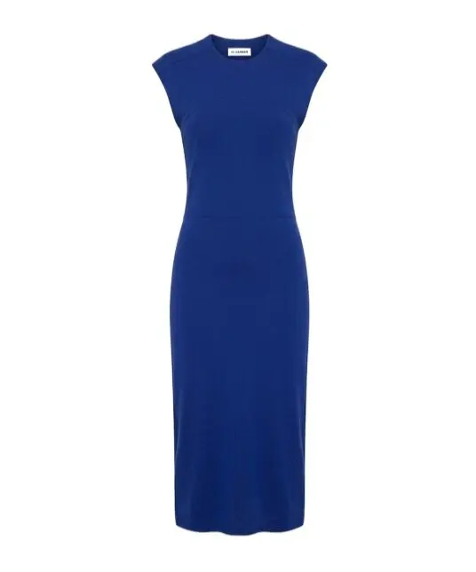 JIL SANDER Cap Sleeve Fitted Knee-length Dress - Blue